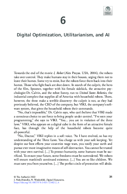 (PDF) Digital Optimization, Utilitarianism, and AI