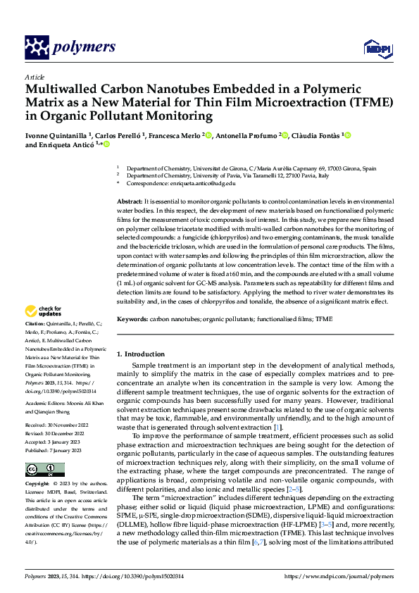 (PDF) Multiwalled Carbon Nanotubes Embedded in a Polymeric Matrix as a ...