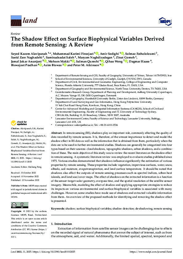 Pdf The Shadow Effect On Surface Biophysical Variables Derived From Remote Sensing A Review