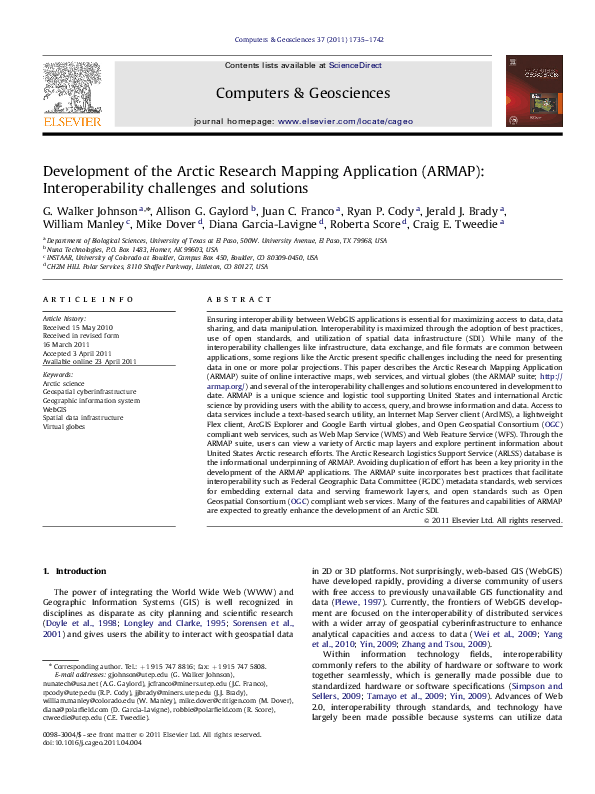 (PDF) Development of the Arctic Research Mapping Application (ARMAP): Interoperability ...