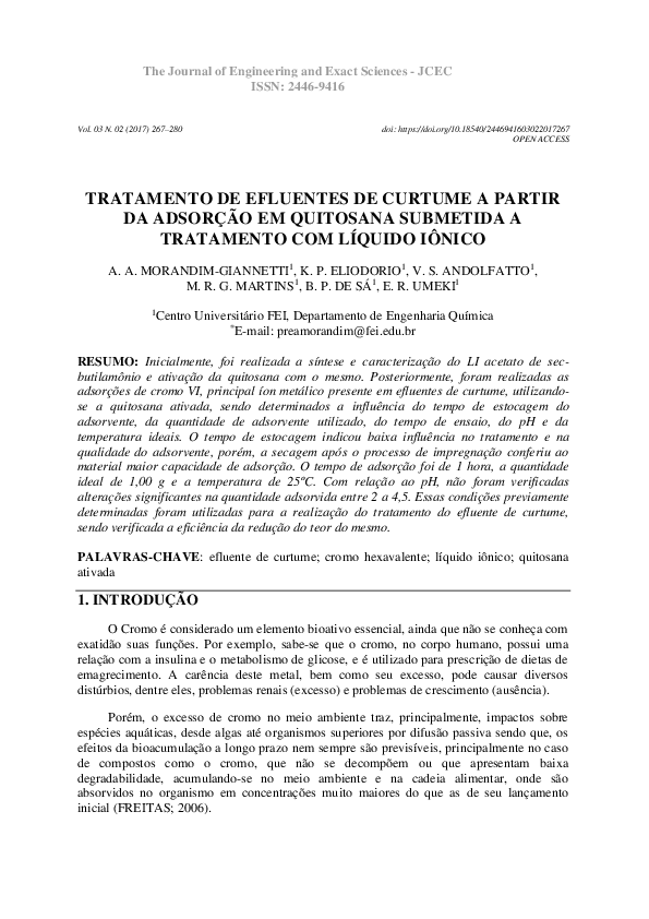(PDF) Tratamento De Efluentes De Curtume a Partir Da Adsorção Em ...