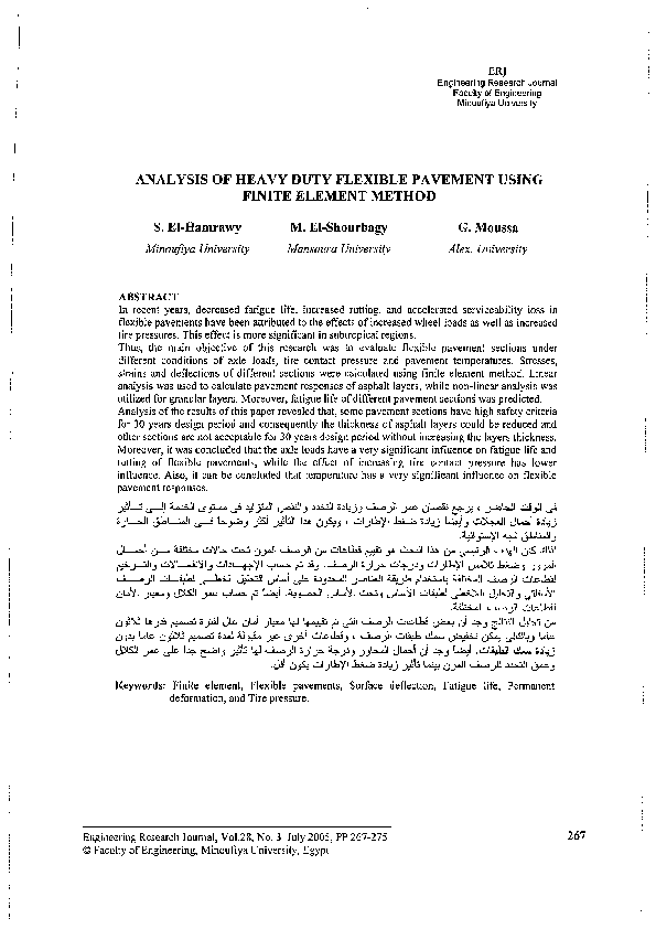 (PDF) Analysis of Heavy Duty Flexible Pavement Using Finite Element Method