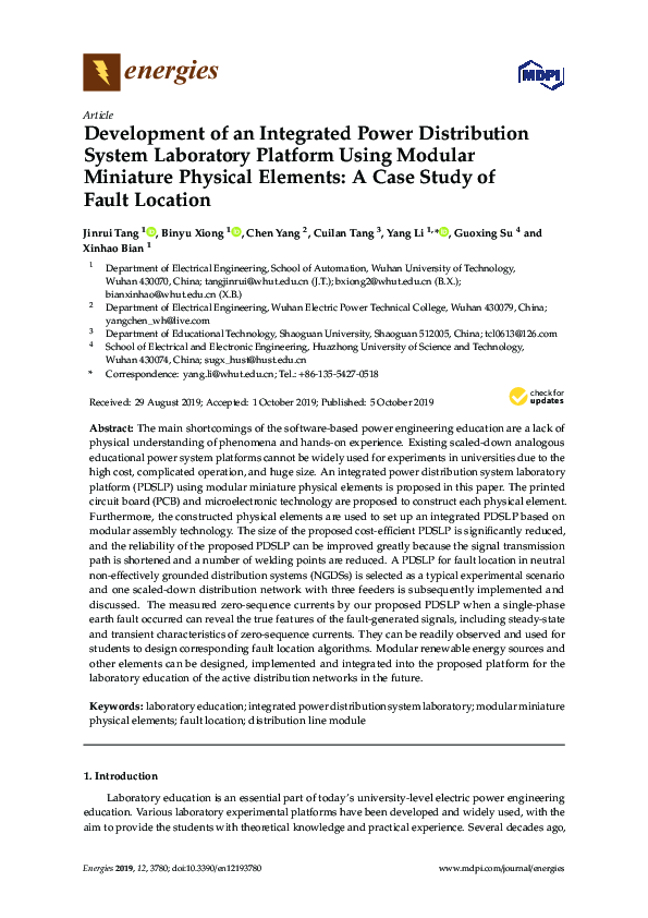 (PDF) Development of an Integrated Power Distribution System Laboratory ...