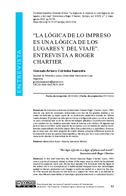 (PDF) "La lógica de lo impreso es una lógica de los lugares y del viaje ...