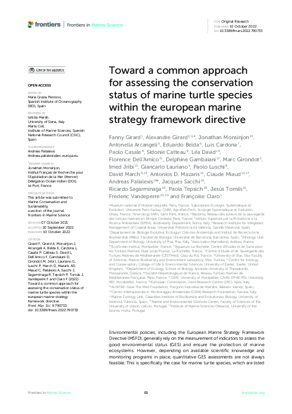 (PDF) Toward a common approach for assessing the conservation status of ...