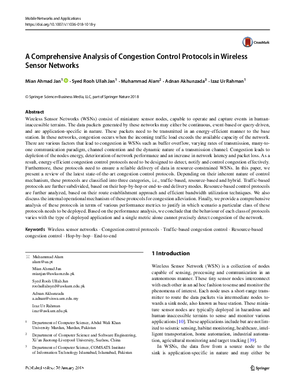 Pdf A Comprehensive Analysis Of Congestion Control Protocols In Wireless Sensor Networks