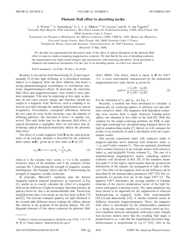(PDF) Photonic Hall effect in absorbing media