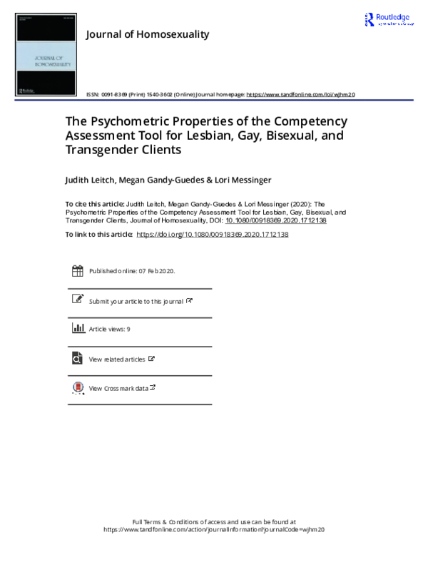 (PDF) The Psychometric Properties of the Competency Assessment Tool for ...