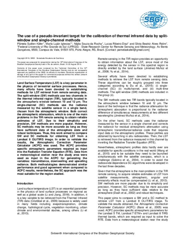 (PDF) Comparing Split-Window and Single-Channel LST Methods