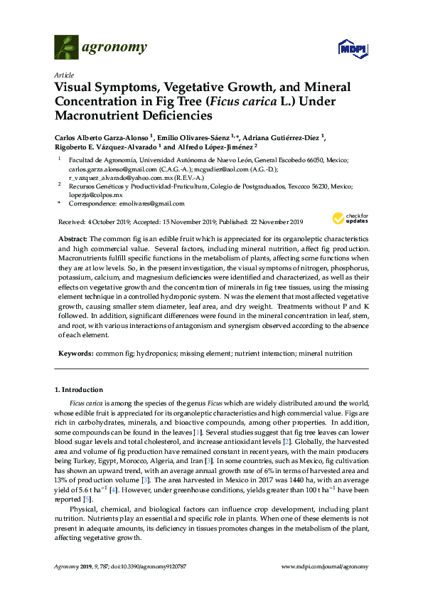 (PDF) Visual Symptoms, Vegetative Growth, and Mineral Concentration in ...
