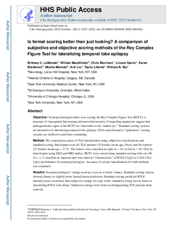 (PDF) Is formal scoring better than just looking? A comparison of subjective and objective ...