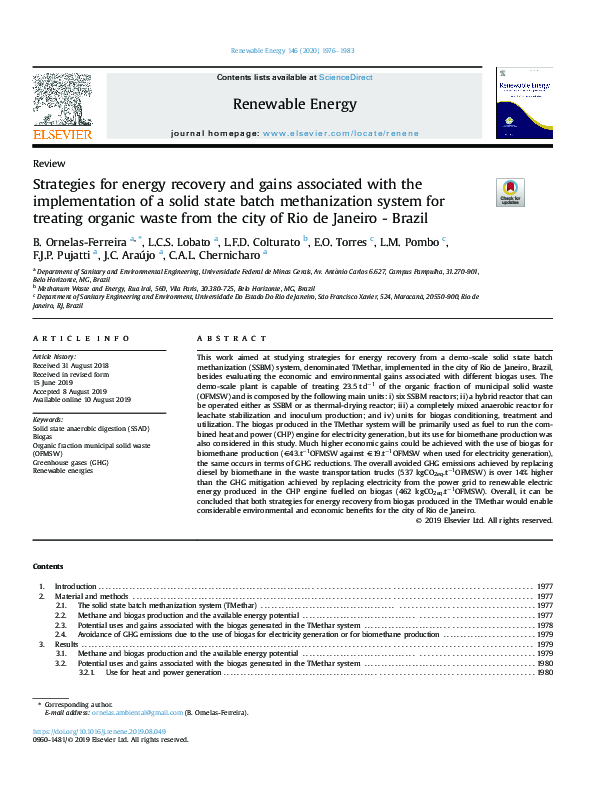 (PDF) Strategies for energy recovery and gains associated with the ...