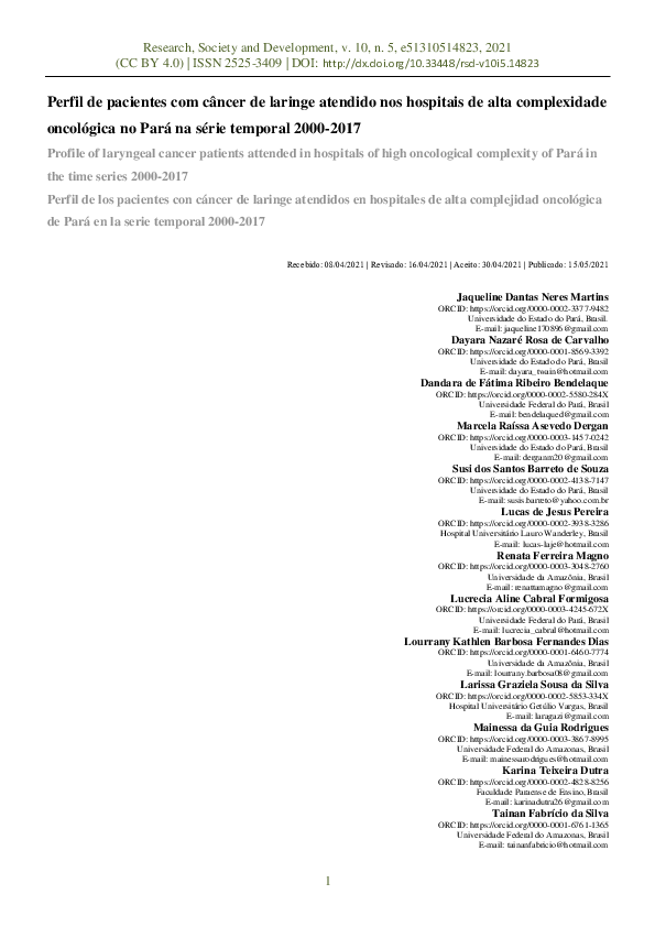 (PDF) Perfil de pacientes com câncer de laringe atendido nos hospitais ...