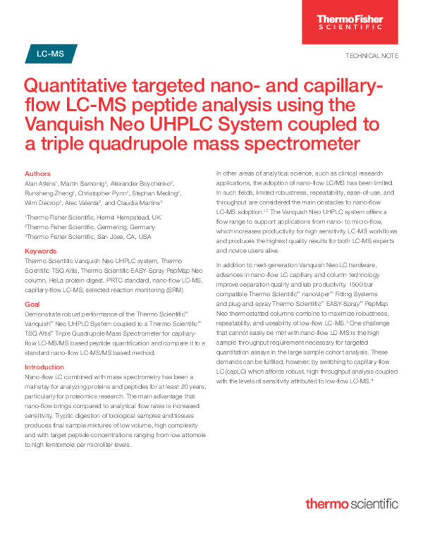 (PDF) Quantitative targeted nano- and capillary-flow LC-MS peptide analysis using the Vanquish ...