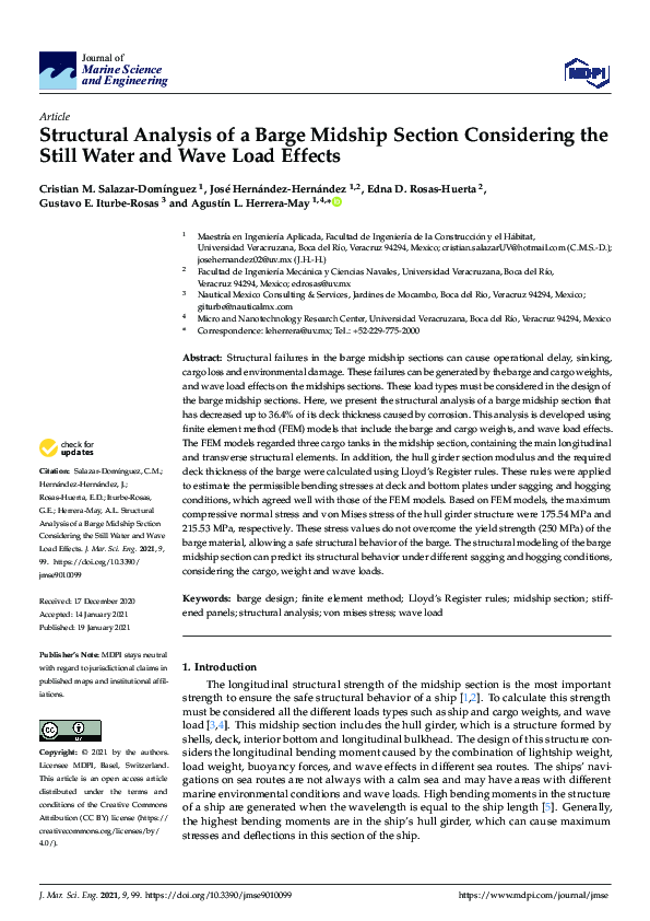(PDF) Structural Analysis of a Barge Midship Section Considering the ...