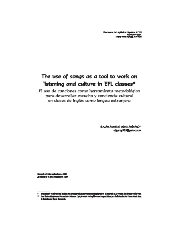 (PDF) The use of songs as a tool to work on listening and culture in ...