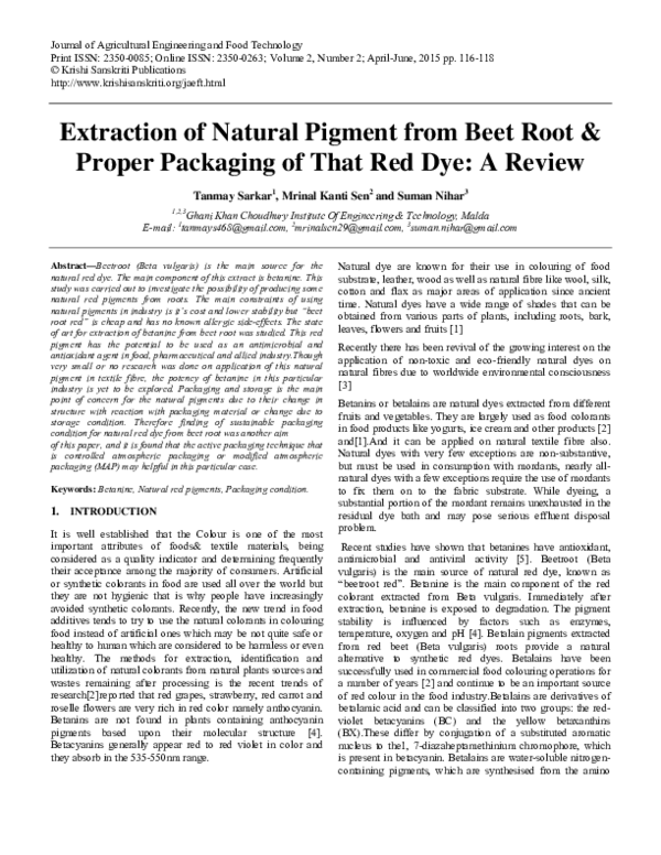 (PDF) Extraction of Natural Pigment from Beet Root & Proper Packaging ...