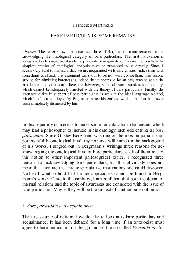 (PDF) Bare Particulars: Some Remarks