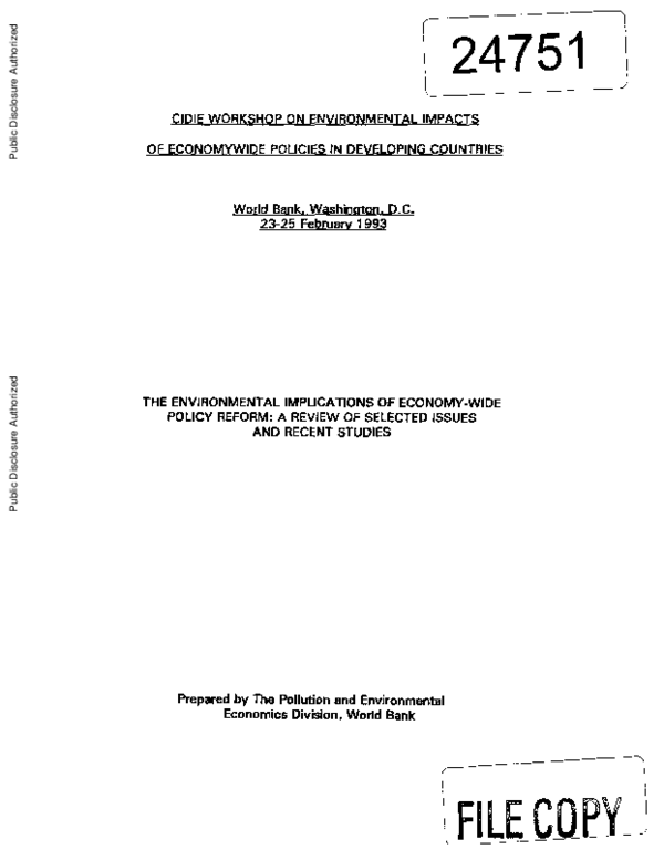 (PDF) The environmental implications of economy-wide policy reform : a ...