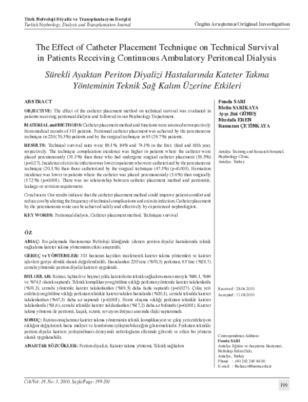 (PDF) The Effect of Catheter Placement Technique on Technical Survival in Patients Receiving ...