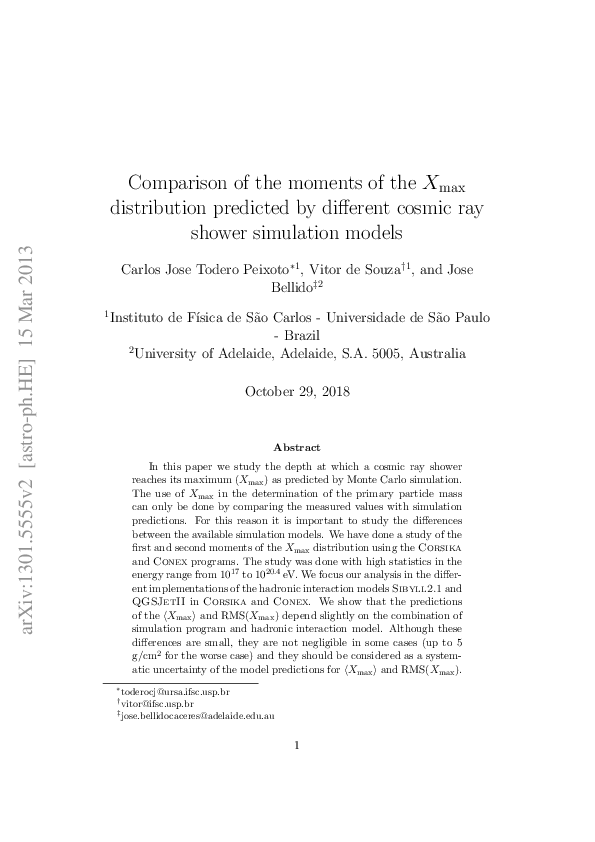 (PDF) Comparison of the moments of the distribution predicted by different cosmic ray shower ...