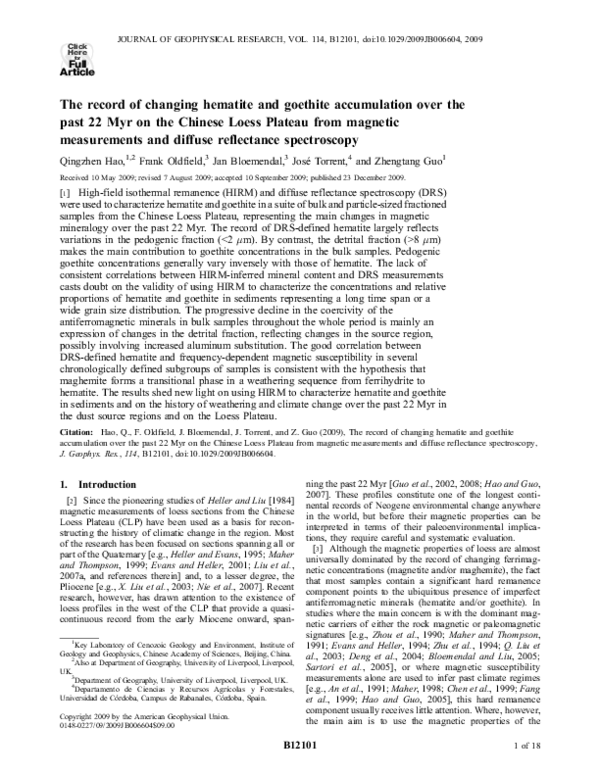 (PDF) The record of changing hematite and goethite accumulation over ...