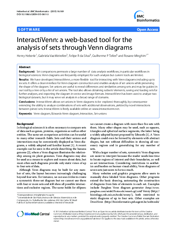 Pdf Interactivenn A Web Based Tool For The Analysis Of Sets Through