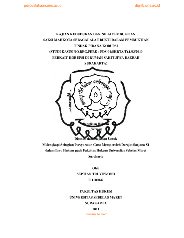 (PDF) KAJIAN KEDUDUKAN DAN NILAI PEMBUKTIANSAKSI MAHKOTA SEBAGAI ALAT BUKTI DALAM ...