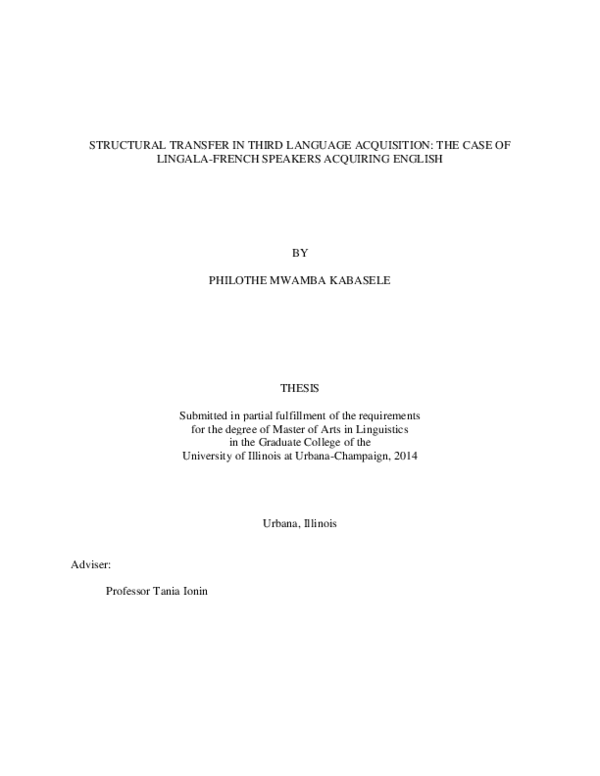 (PDF) Structural Transfer In Third Language Acquisition: The Case Of ...