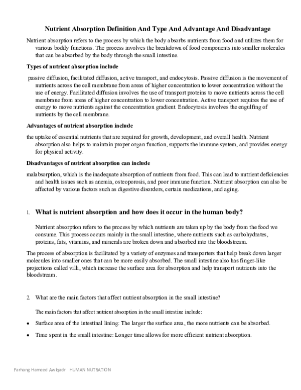 (DOC) Nutrient Absorption
