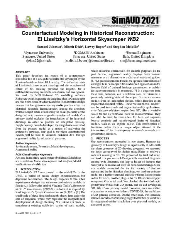 (PDF) Counterfactual Modeling in Historical Reconstruction: El Lissitzky's Horizontal Skyscraper ...