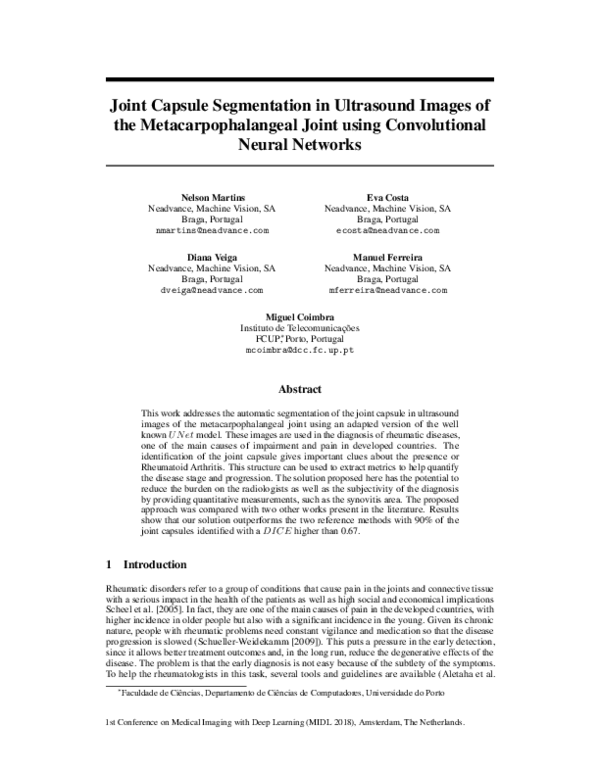 (PDF) Joint Capsule Segmentation in Ultrasound Images of the Metacarpophalangeal Joint using ...