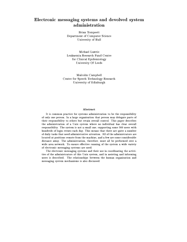 (PDF) Electronic Messaging Systems and Devolved System Administration