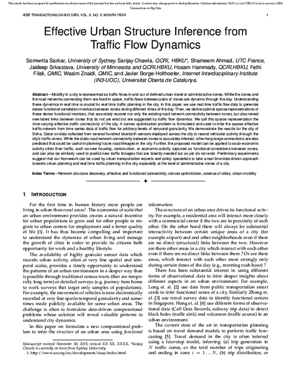 (PDF) Effective Urban Structure Inference from Traffic Flow Dynamics