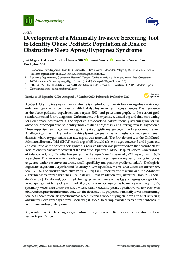 (PDF) Development of a Minimally Invasive Screening Tool to Identify ...