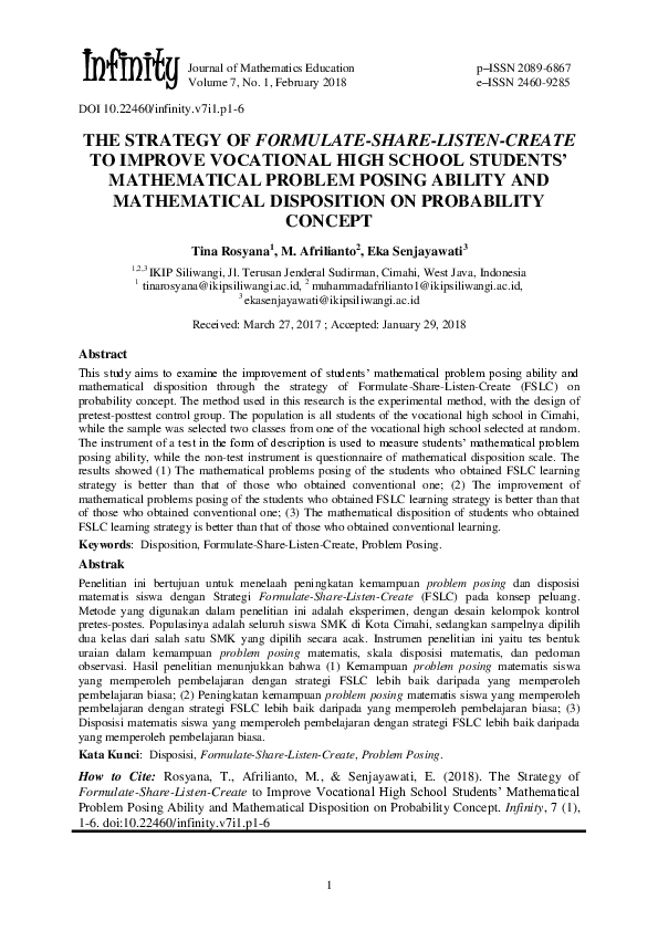 (PDF) The Strategy of Formulate-Share-Listen-Create to Improve Vocational High School Students ...