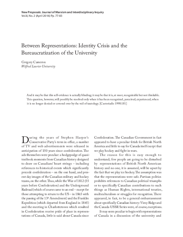 (PDF) Between Representations: Identity Crisis and the ...