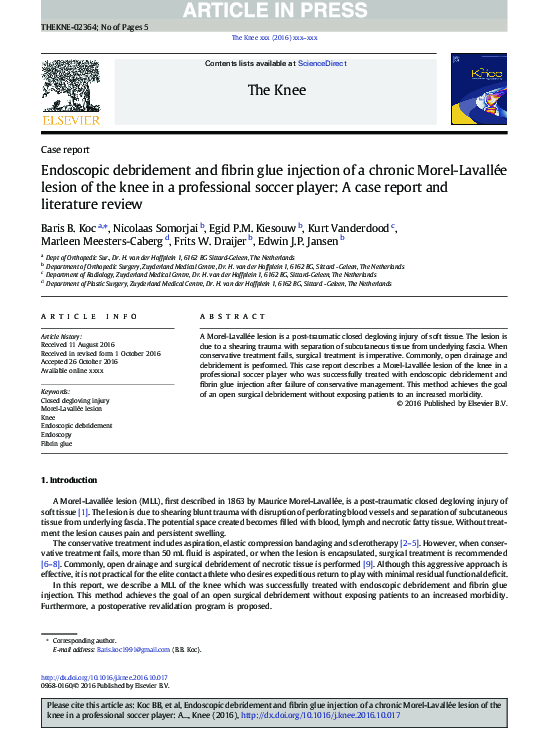 (PDF) Endoscopic debridement and fibrin glue injection of a chronic ...