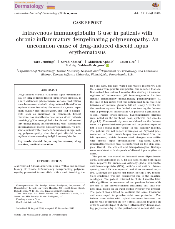 (PDF) Intravenous immunoglobulin G use in patients with chronic ...