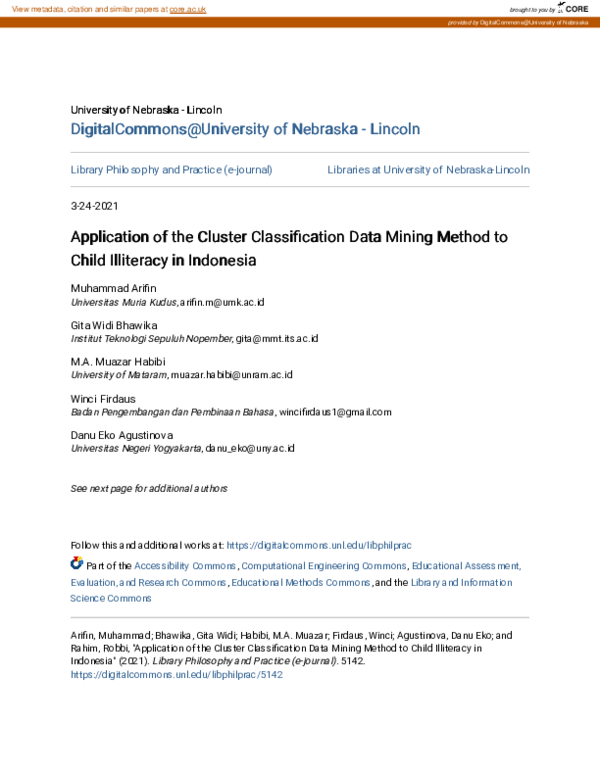 Pdf Application Of The Cluster Classification Data Mining Method To