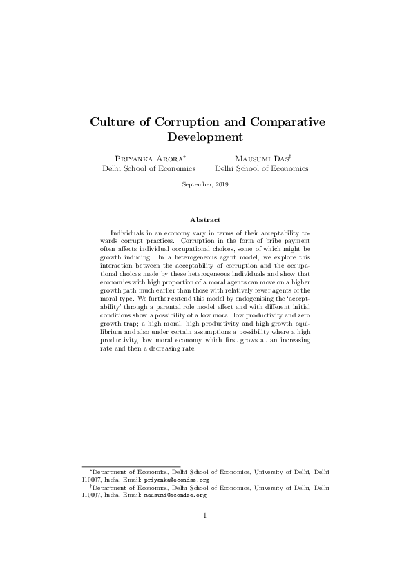 (PDF) Culture of Corruption and Comparative Development