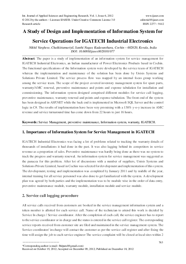 (PDF) A Study of Design and Implementation of Information System for ...