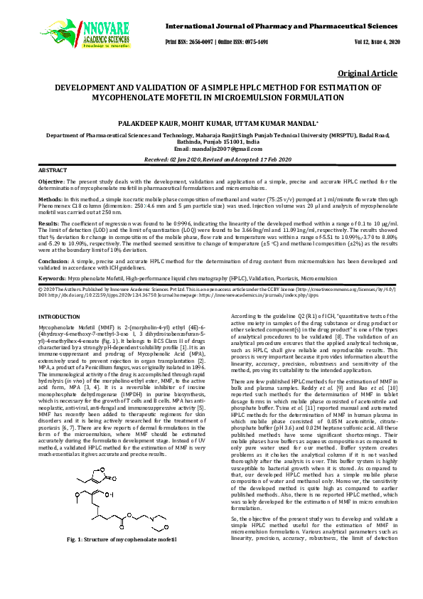 (PDF) Development and validation of a simple HPLC method for simultaneous in vitro determination ...