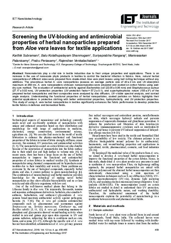 (PDF) Screening the UV‐blocking and antimicrobial properties of herbal nanoparticles prepared ...