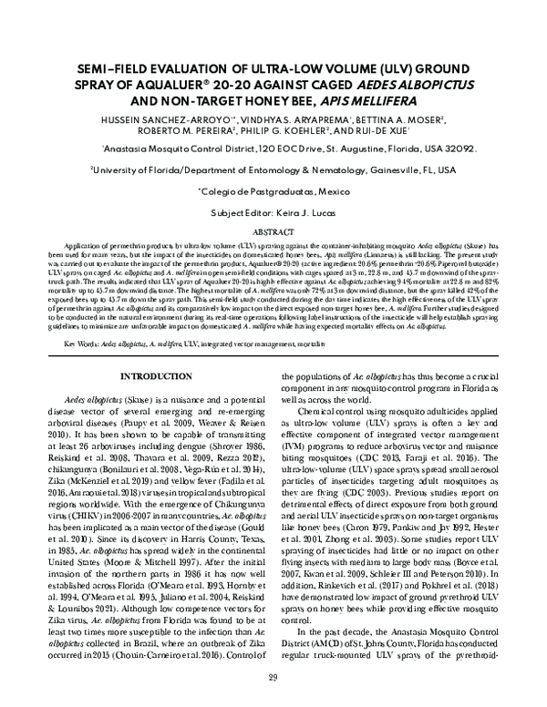 (PDF) Semi–Field Evaluation of Ultra-Low Volume (Ulv) Ground Spray of ...