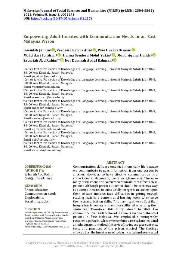 (PDF) Empowering Adult Inmates with Communication Needs in an East ...