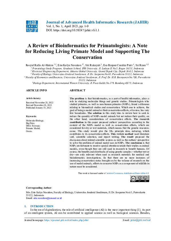(PDF) A Review of Bioinformatics for Primatologists: A Note for ...