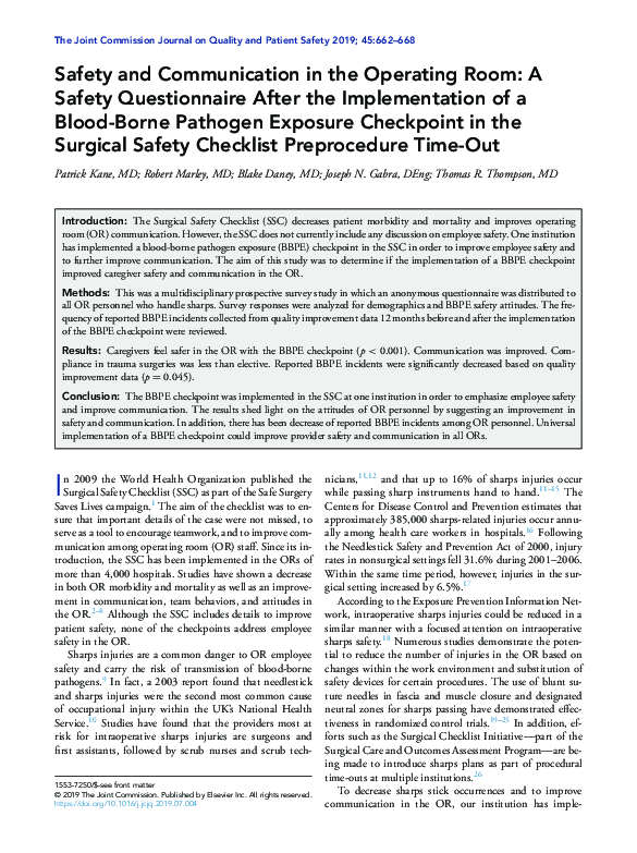 (PDF) Safety and Communication in the Operating Room: A Safety ...