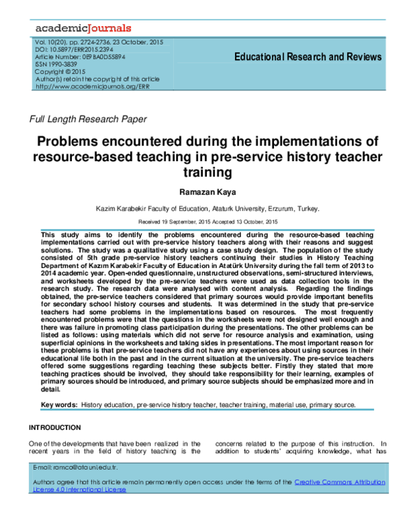 (PDF) Problems Encountered during the Implementations of Resource-Based ...