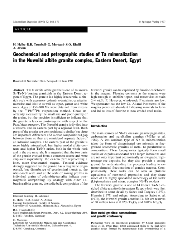 (PDF) Geochemical and petrographic studies of Ta mineralization in the ...